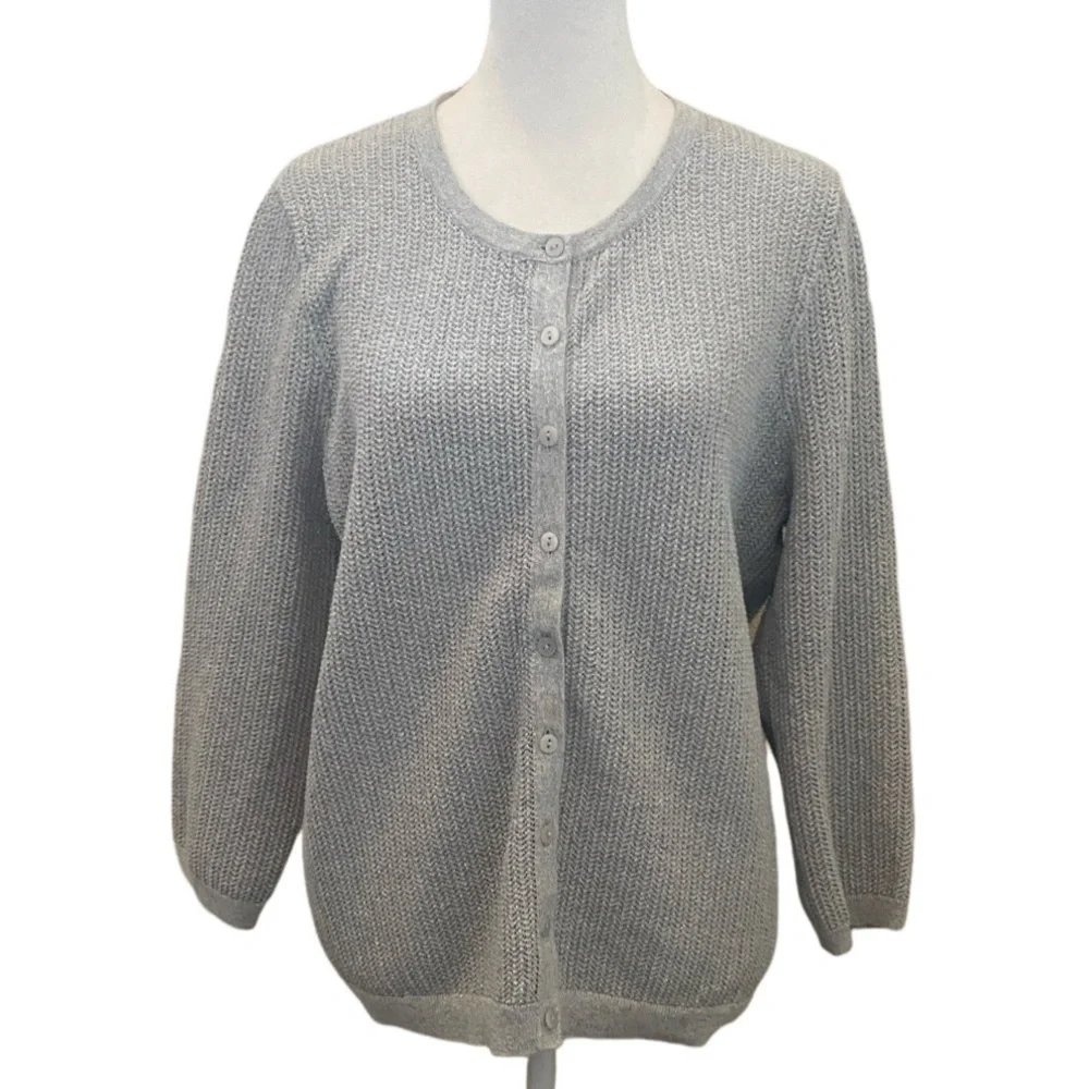 Talbots | Sweaters | Talbots Silver Gray Womens Cardigan Button Up ...